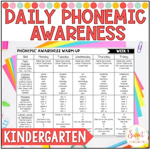 Kindergarten Phonemic Awareness Daily Lessons: Literacy Activities ...