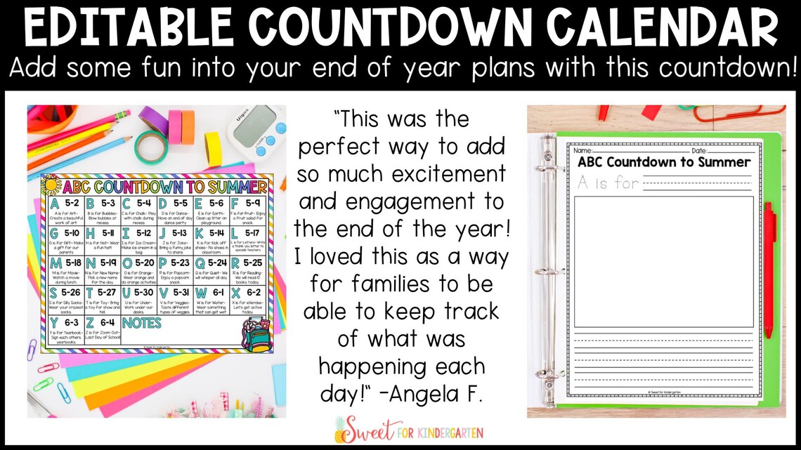 Editable ABC Countdown to Summer Calendar | Fun End-of-year Activities ...
