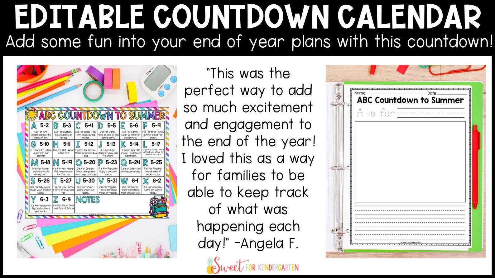 Editable ABC Countdown to Summer Calendar | Fun End-of-year Activities ...