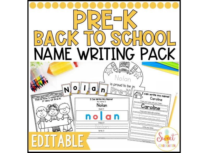 Editable Name Writing Practice Pack: Pre-k Homeschool Worksheets ...