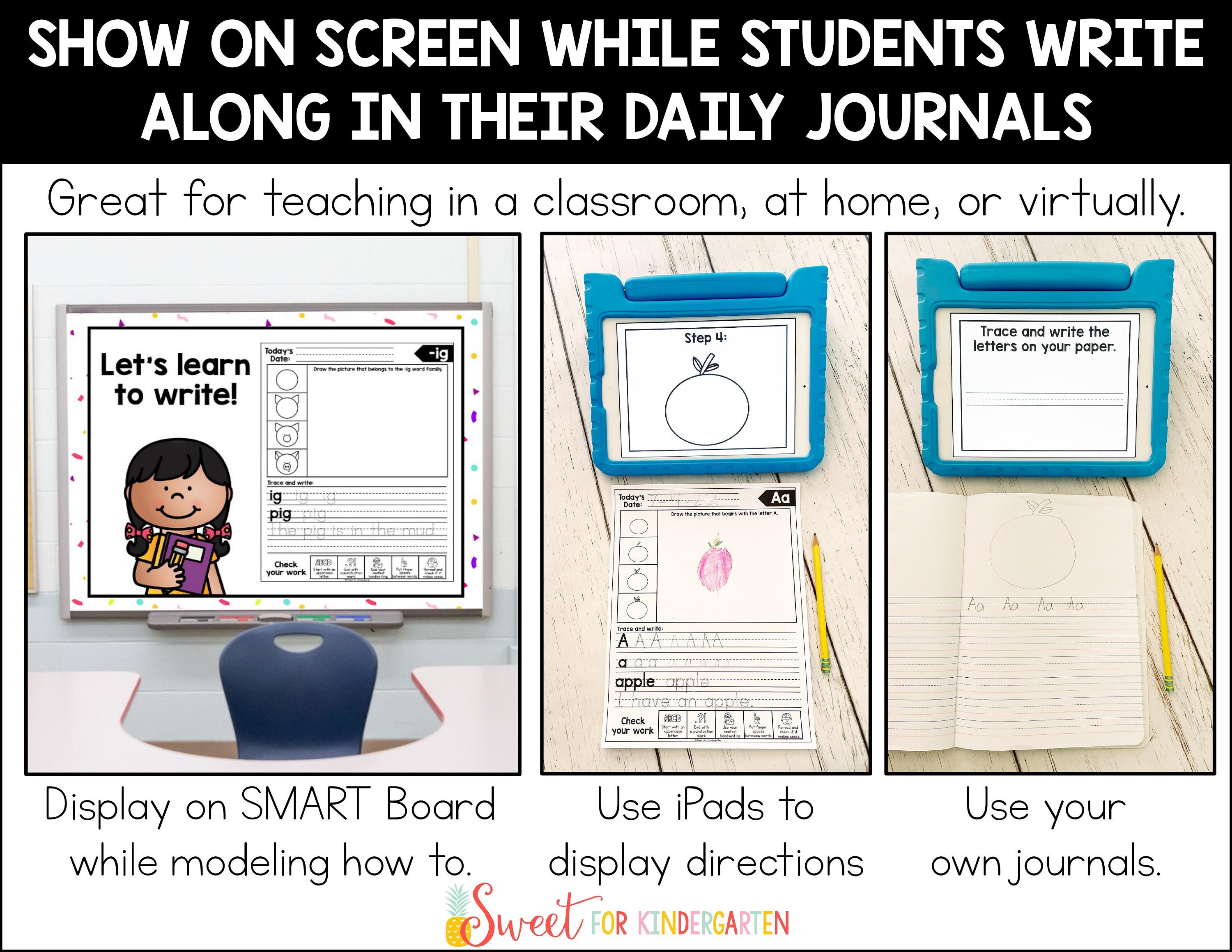 Kindergarten Daily Writing Journals: Handwriting, Sentence Writing ...