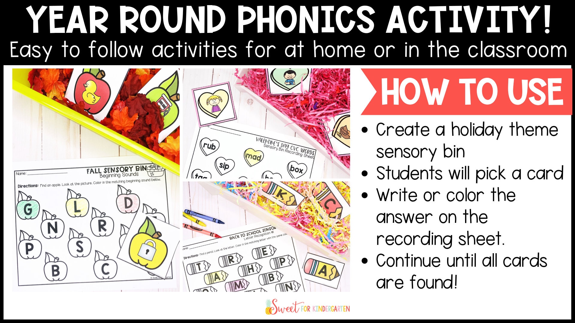Holiday Phonics Sensory Bin Bundle: Kindergarten Learning (digital ...