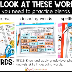 Phonics Worksheets: Consonant Blends & Digraphs - Kindergarten 1st ...