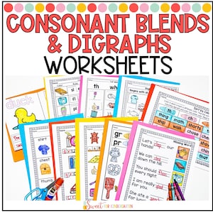 Phonics Worksheets: Consonant Blends & Digraphs - Kindergarten 1st ...
