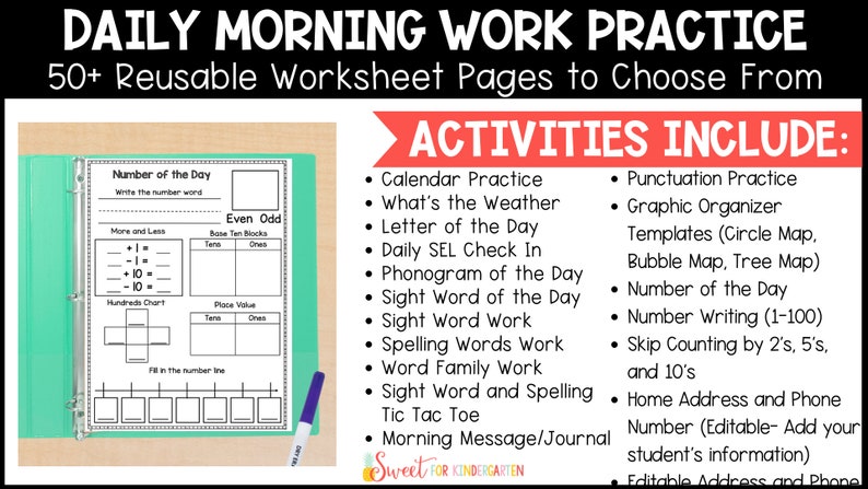 First Grade Morning Work Binder: Reusable Homeschool Activities - Etsy