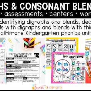 Consonant Blends and Digraphs Kindergarten Phonics Unit | Learn to Read ...