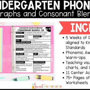 Consonant Blends and Digraphs Kindergarten Phonics Unit | Learn to Read ...