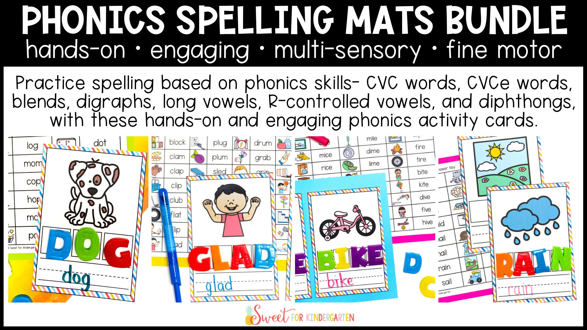 Phonics Spelling Cards Bundle: Hands-on Word Building Activity With ...