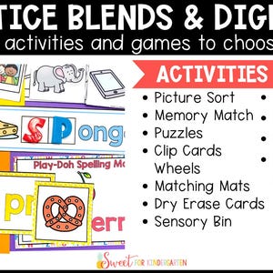 Consonant Blends and Digraphs Kindergarten Phonics Unit | Learn to Read ...