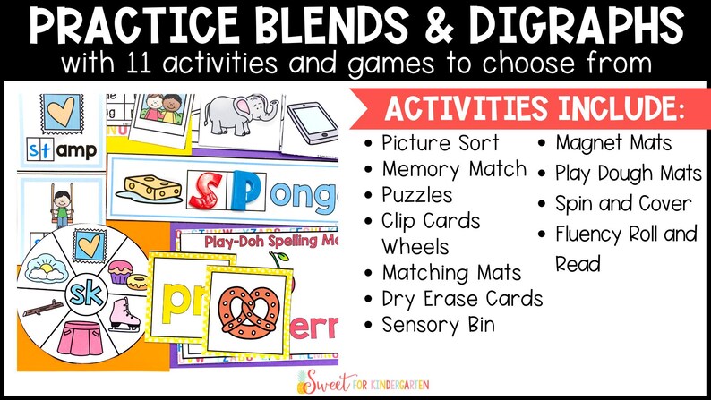 Kindergarten Phonics: Consonant Blends & Digraphs Unit (PDF) - Etsy