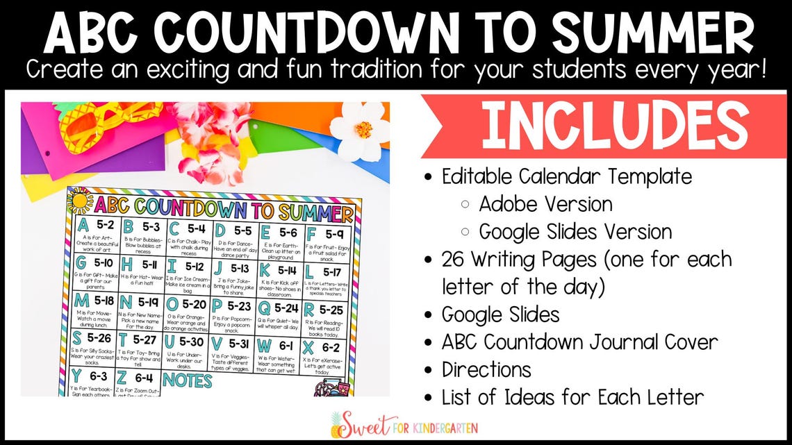 Editable ABC Countdown to Summer Calendar | Fun End-of-year Activities ...