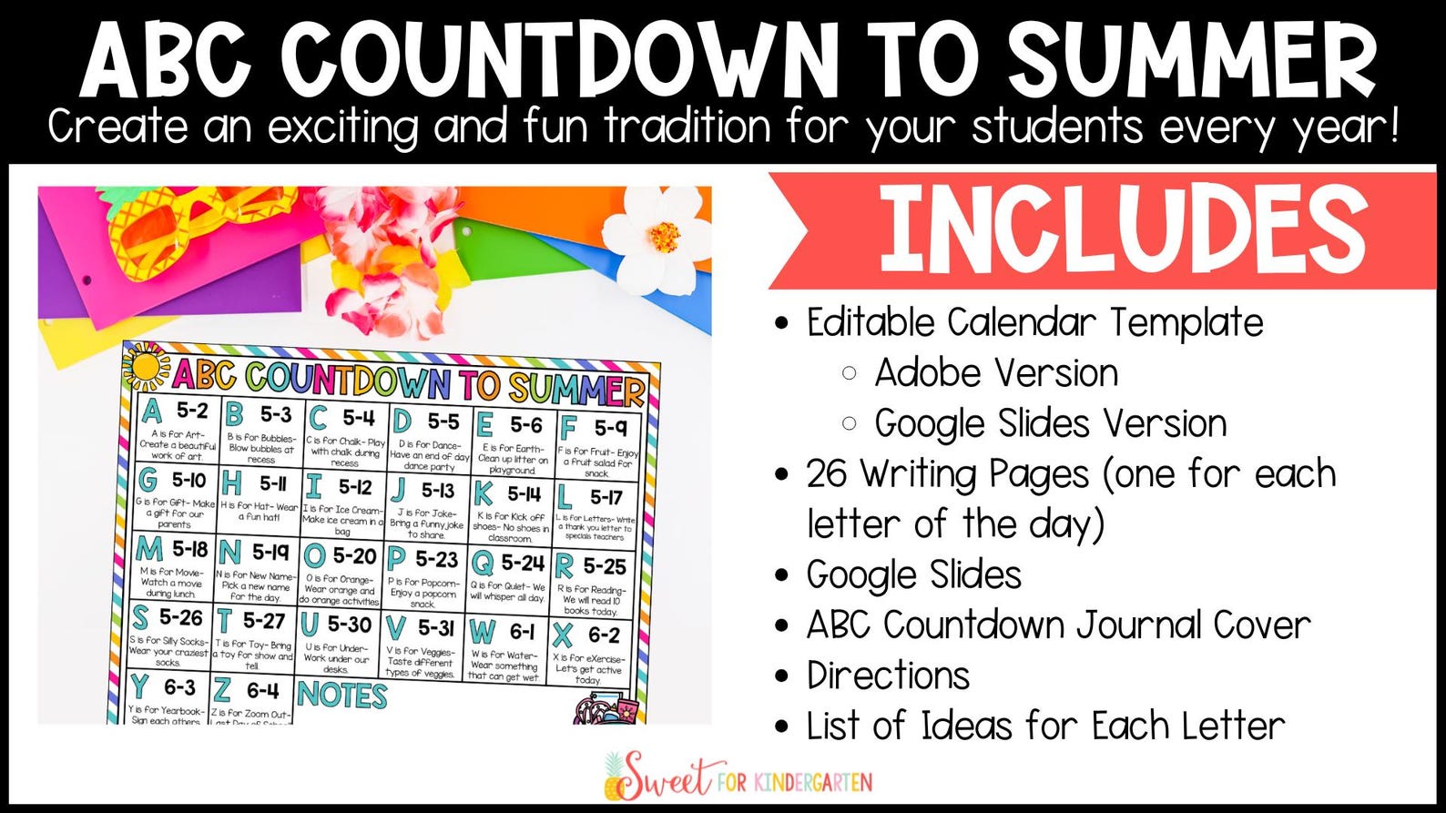 Editable ABC Countdown to Summer Calendar | Fun End-of-year Activities ...
