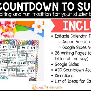 Editable ABC Countdown to Summer Calendar | Fun End-of-year Activities ...