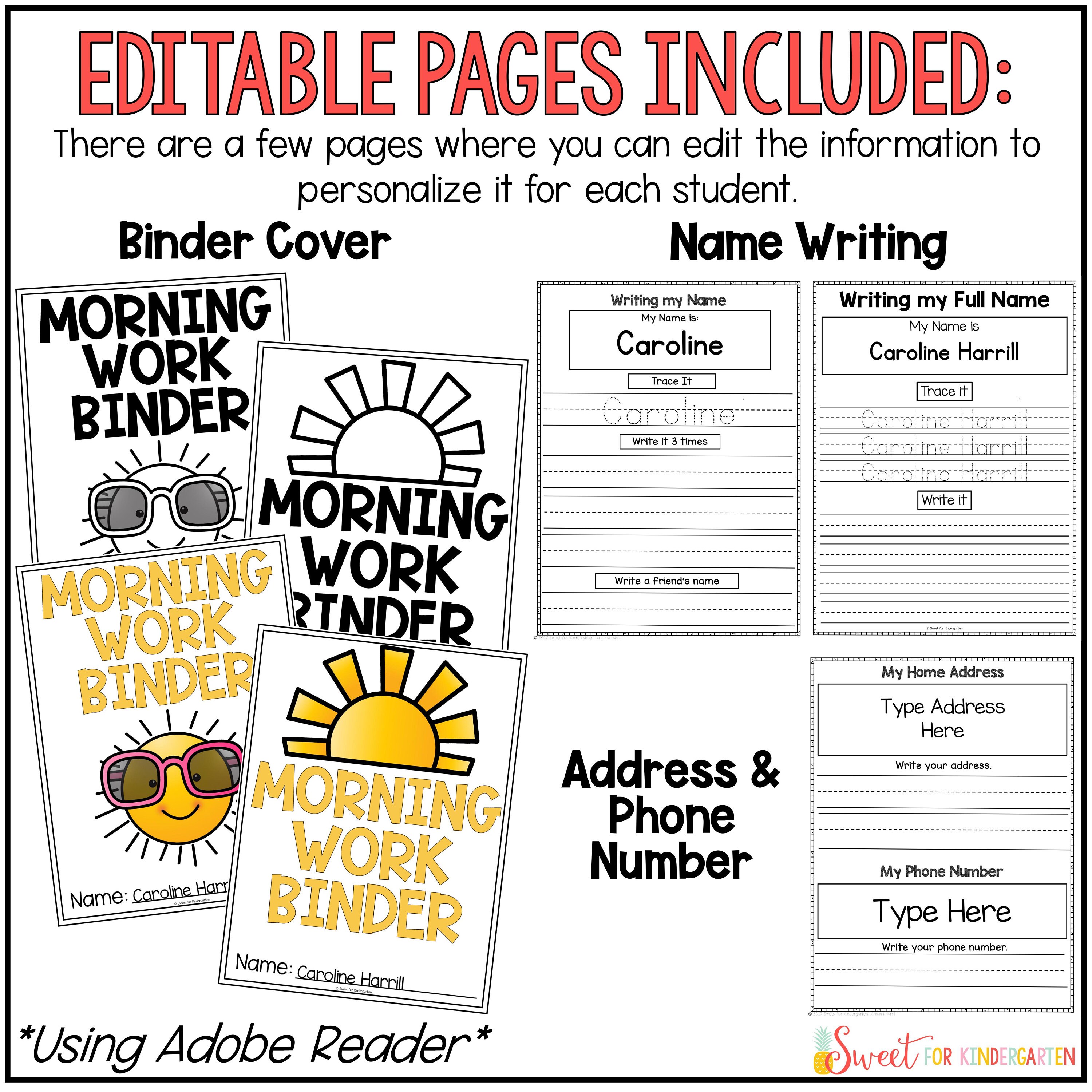 Kindergarten Morning Work Binder Activities Reusable Morning Work ...