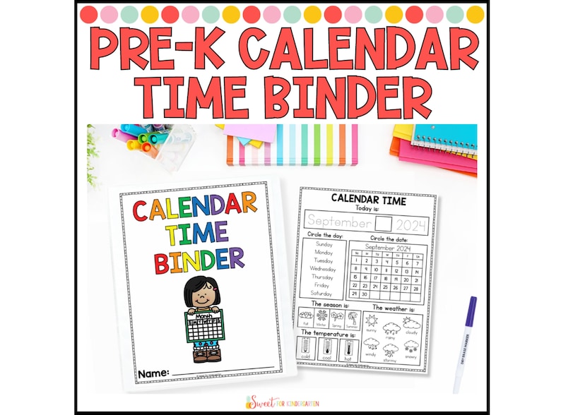Pre-k Calendar Time Binder | Reusable Homeschool Worksheets | Days of ...