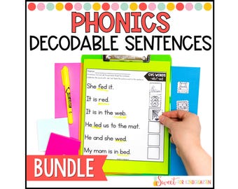Phonics Worksheets CVC Short Vowels - Roll & Read Sentences ...