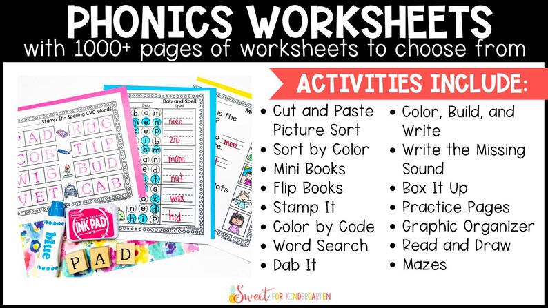 Kindergarten & First Grade Phonics Curriculum Bundle: Lessons ...