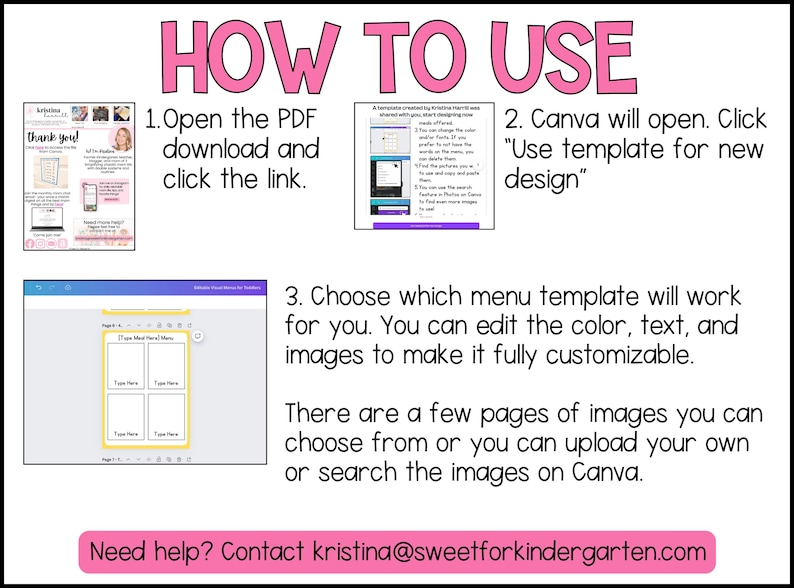 Toddler Visual Menu Template: Customizable Meal Planner (canva) - Etsy