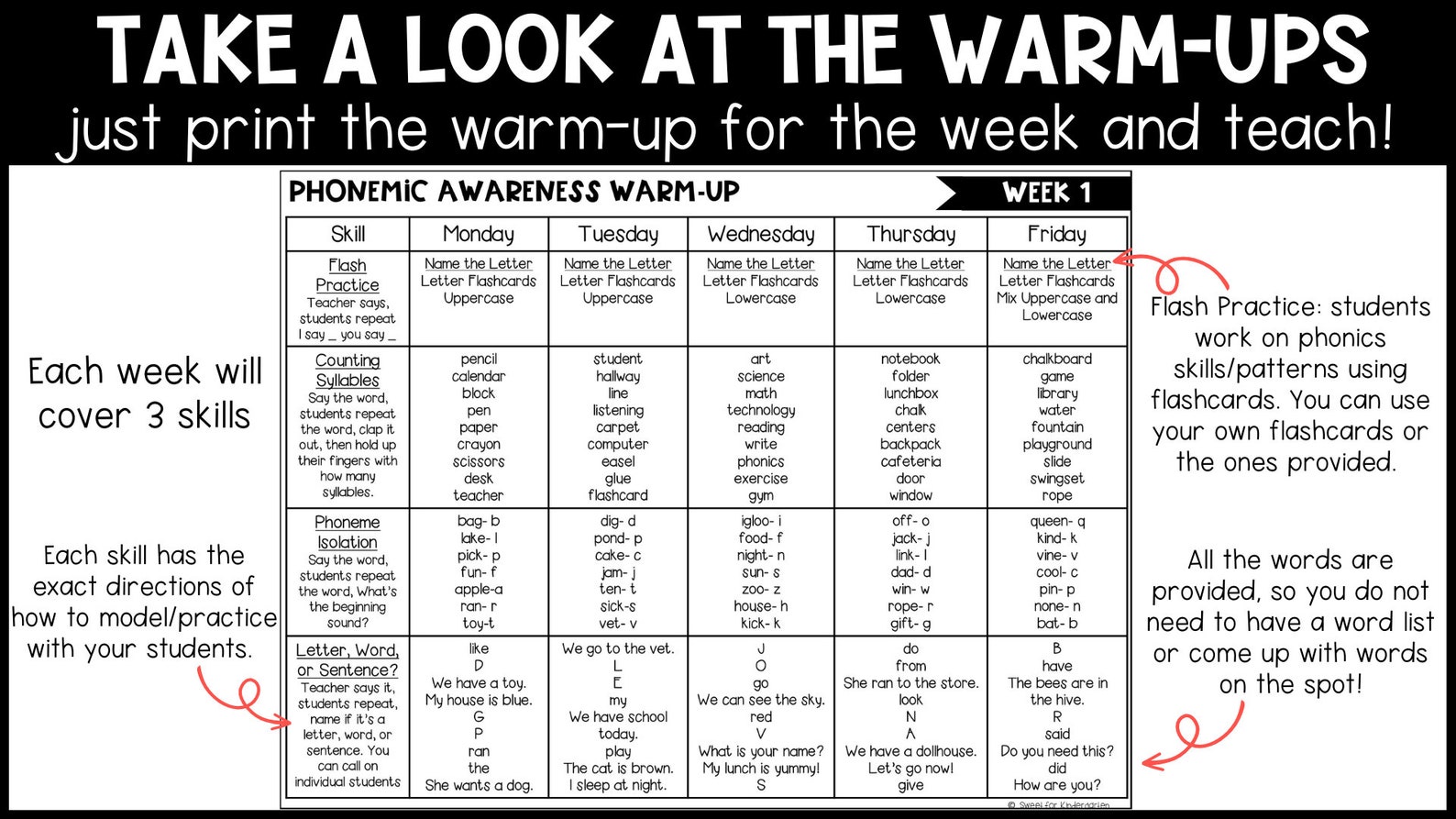 Kindergarten Phonemic Awareness Daily Lessons: Literacy Activities - Etsy