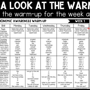 Kindergarten Phonemic Awareness Daily Lessons: Literacy Activities - Etsy