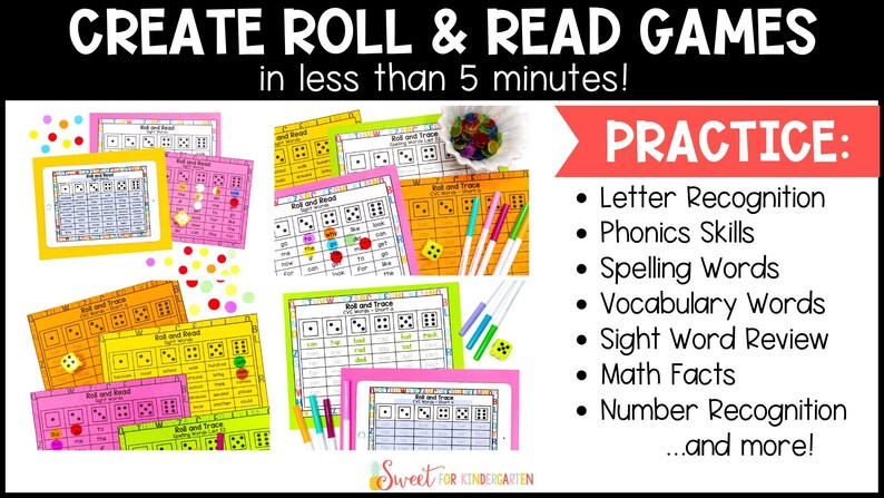 Editable Roll and Read Activity Game Template | Customizable Word List ...