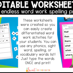 Editable Phonics Worksheets: Cut & Spell Word Work (digital Download ...