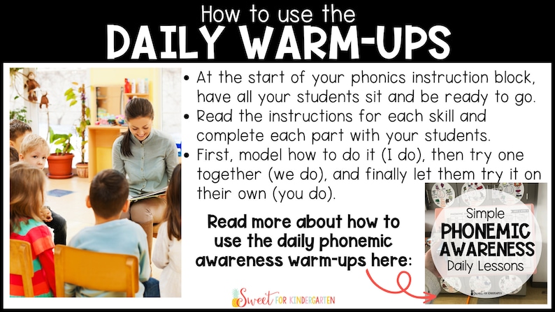 Kindergarten Phonemic Awareness Daily Lessons: Literacy Activities - Etsy