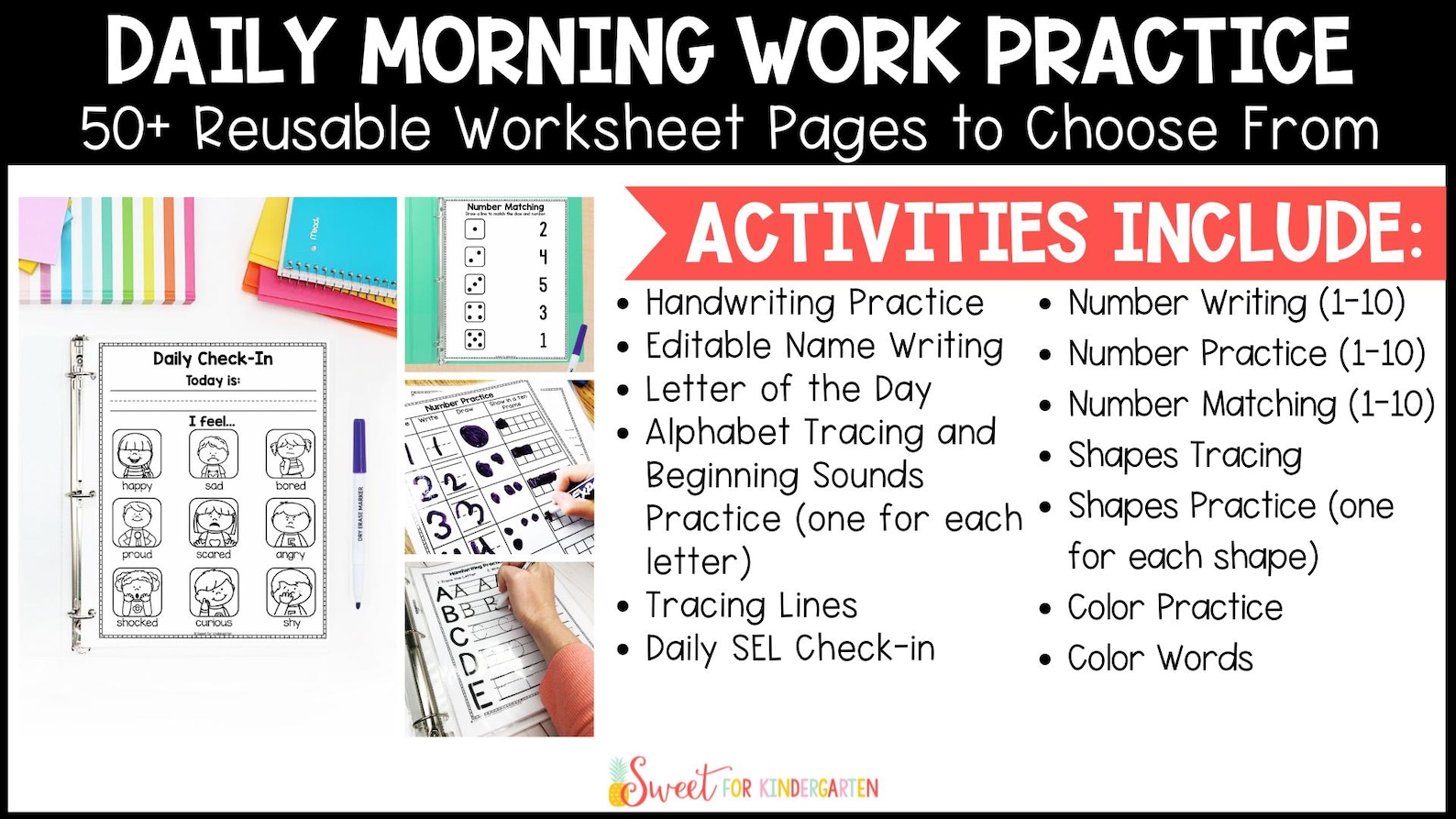 Pre-k Morning Work Binder: Practice Handwriting, Alphabet, Numbers ...