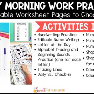 Pre-k Morning Work Binder: Practice Handwriting, Alphabet, Numbers ...