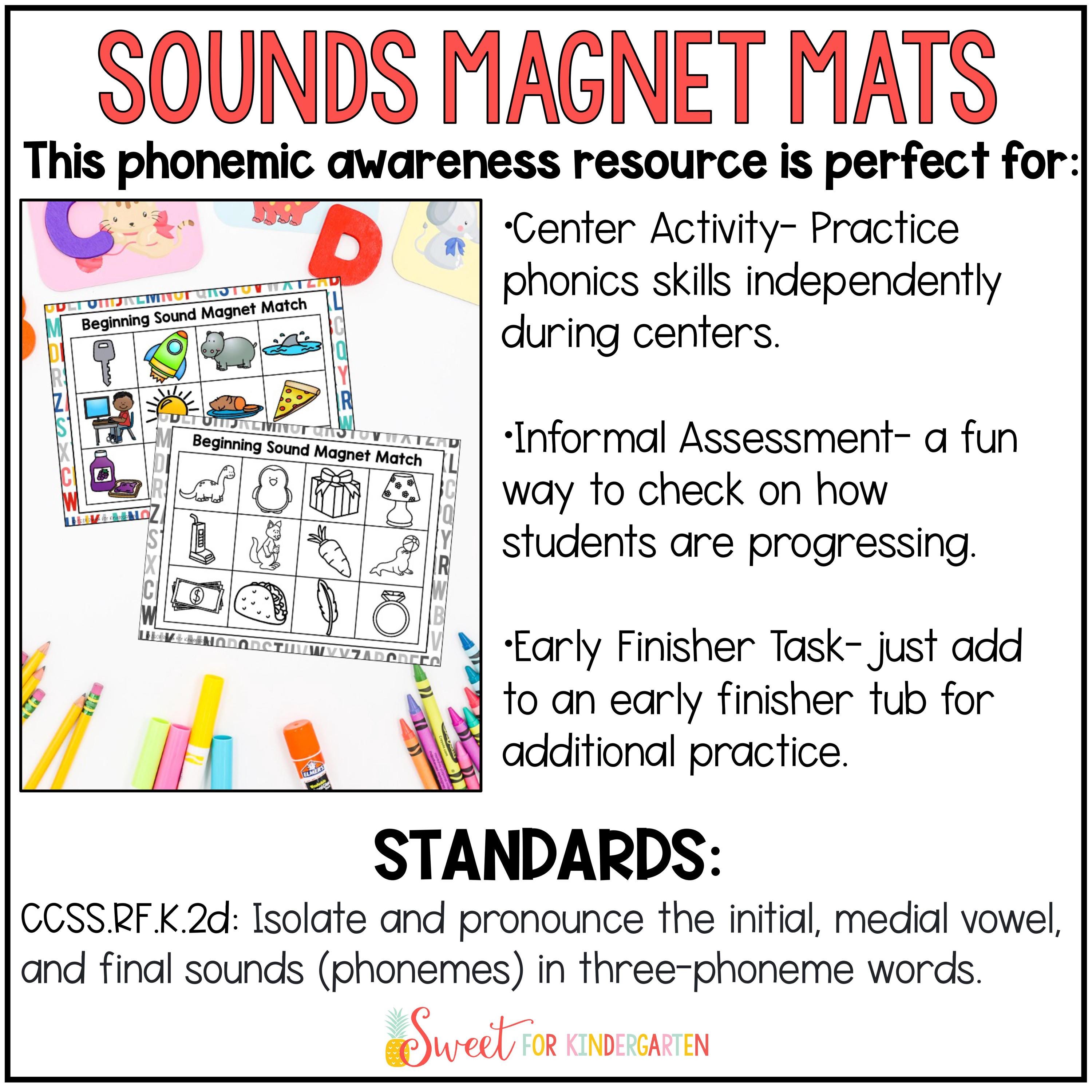 Phonemic Awareness Letter Magnet Mats: Beginning, Middle & Ending ...