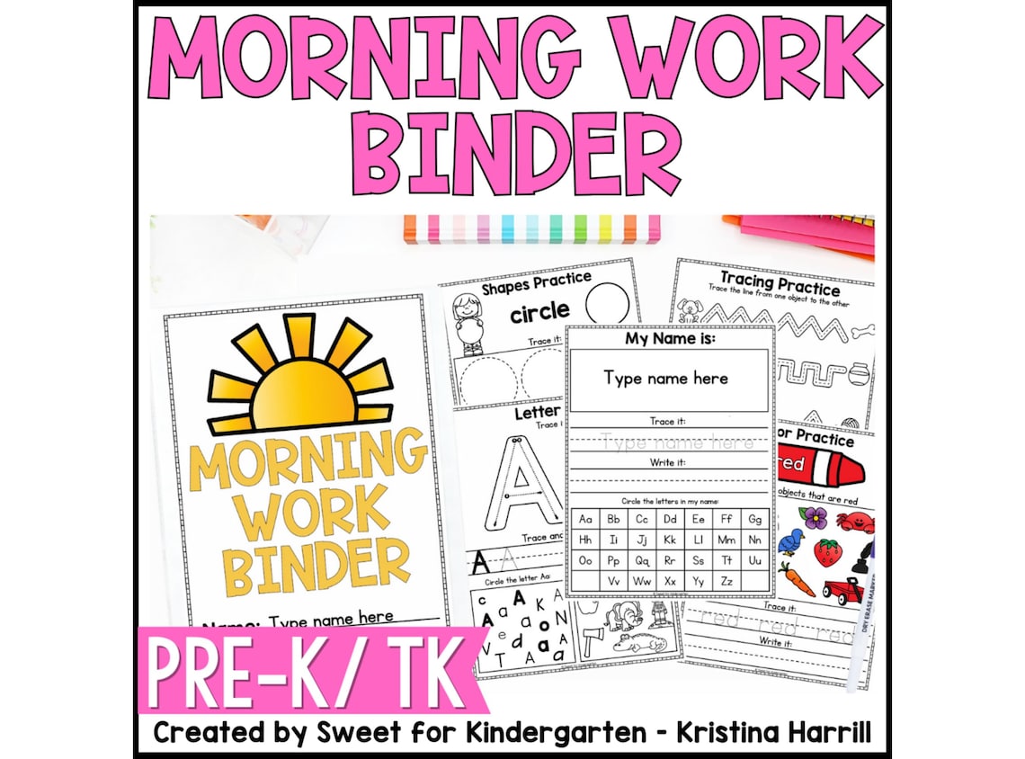 Pre-k Morning Work Binder: Practice Handwriting, Alphabet, Numbers ...