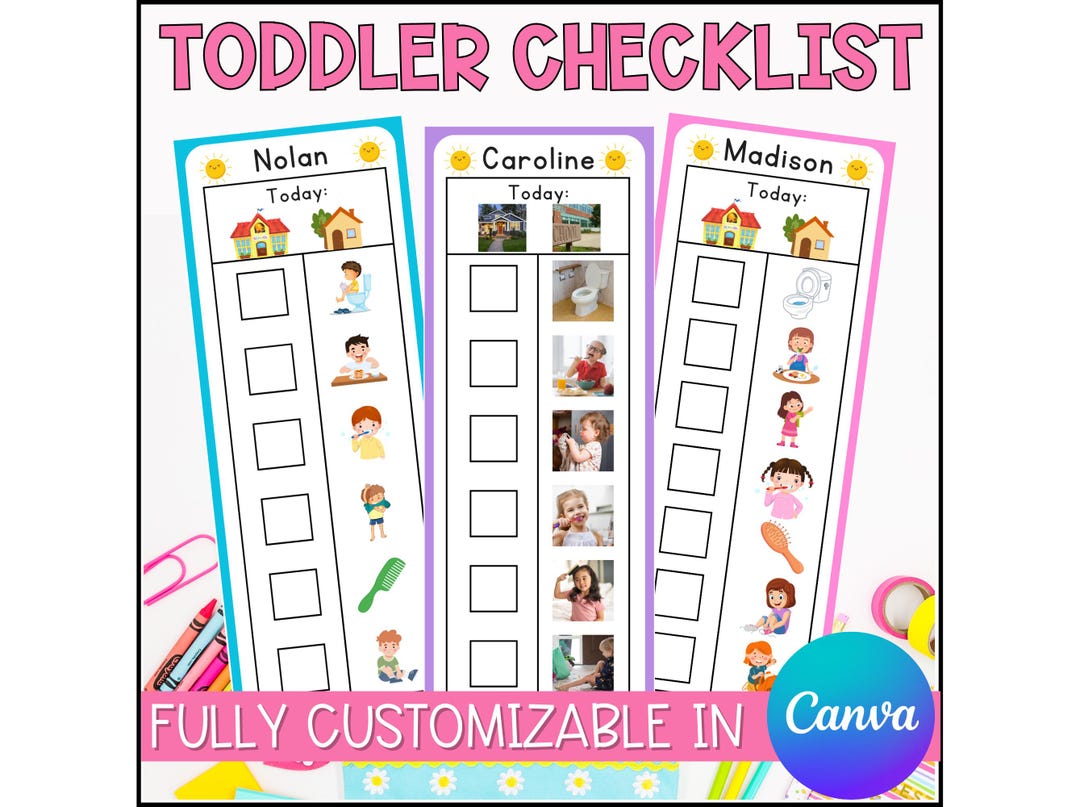 Editable Toddler Visual Checklist Canva Template | Preschool Getting ...