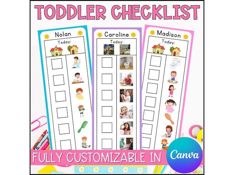 Editable Toddler Visual Checklist Canva Template | Preschool Getting ...