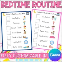Printable Kids Morning & Evening Routine Chart | Editable Canva ...