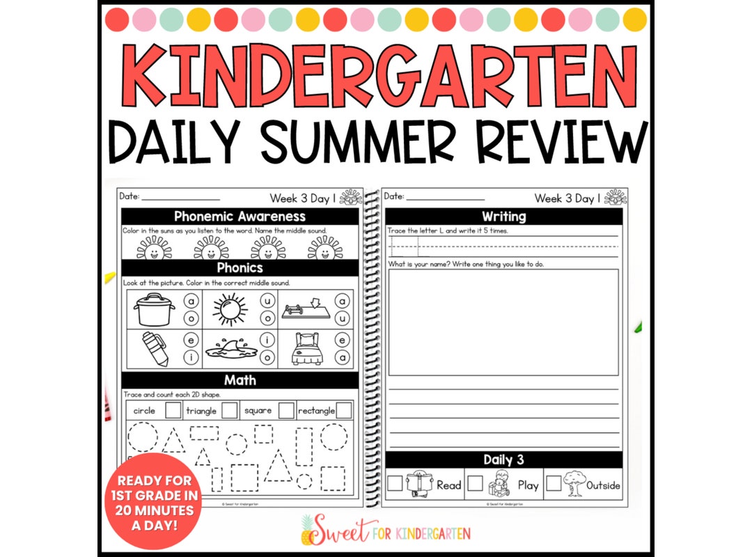 Kindergarten to First Grade Summer Learning Packet Phonics Math ...
