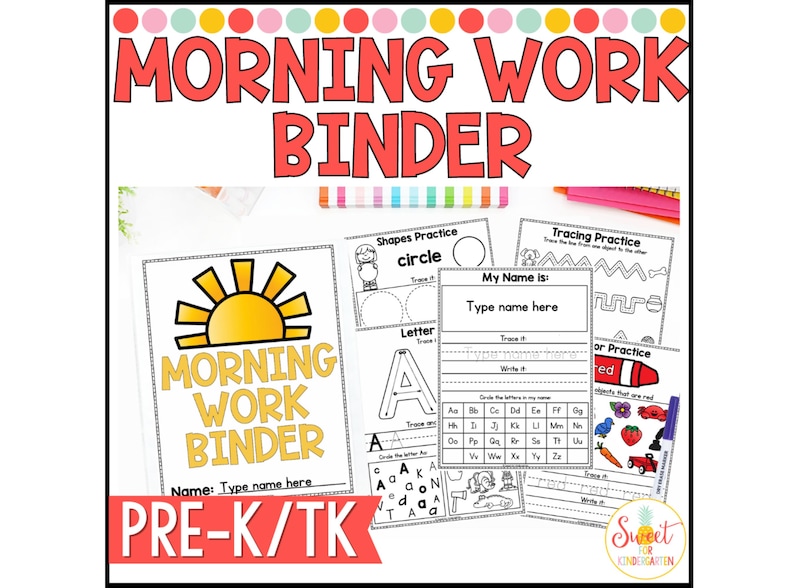 Pre-k Morning Work Binder: Practice Handwriting, Alphabet, Numbers ...