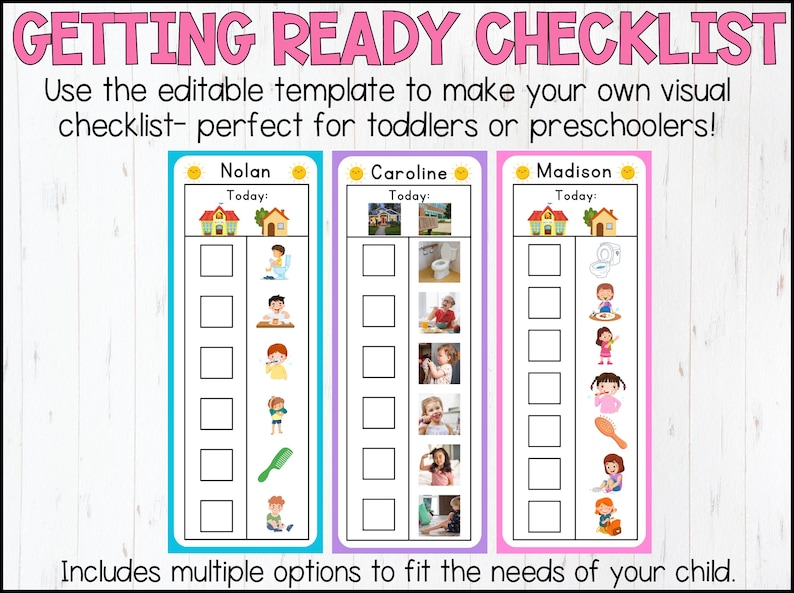 Editable Toddler Visual Checklist Canva Template | Preschool Getting ...