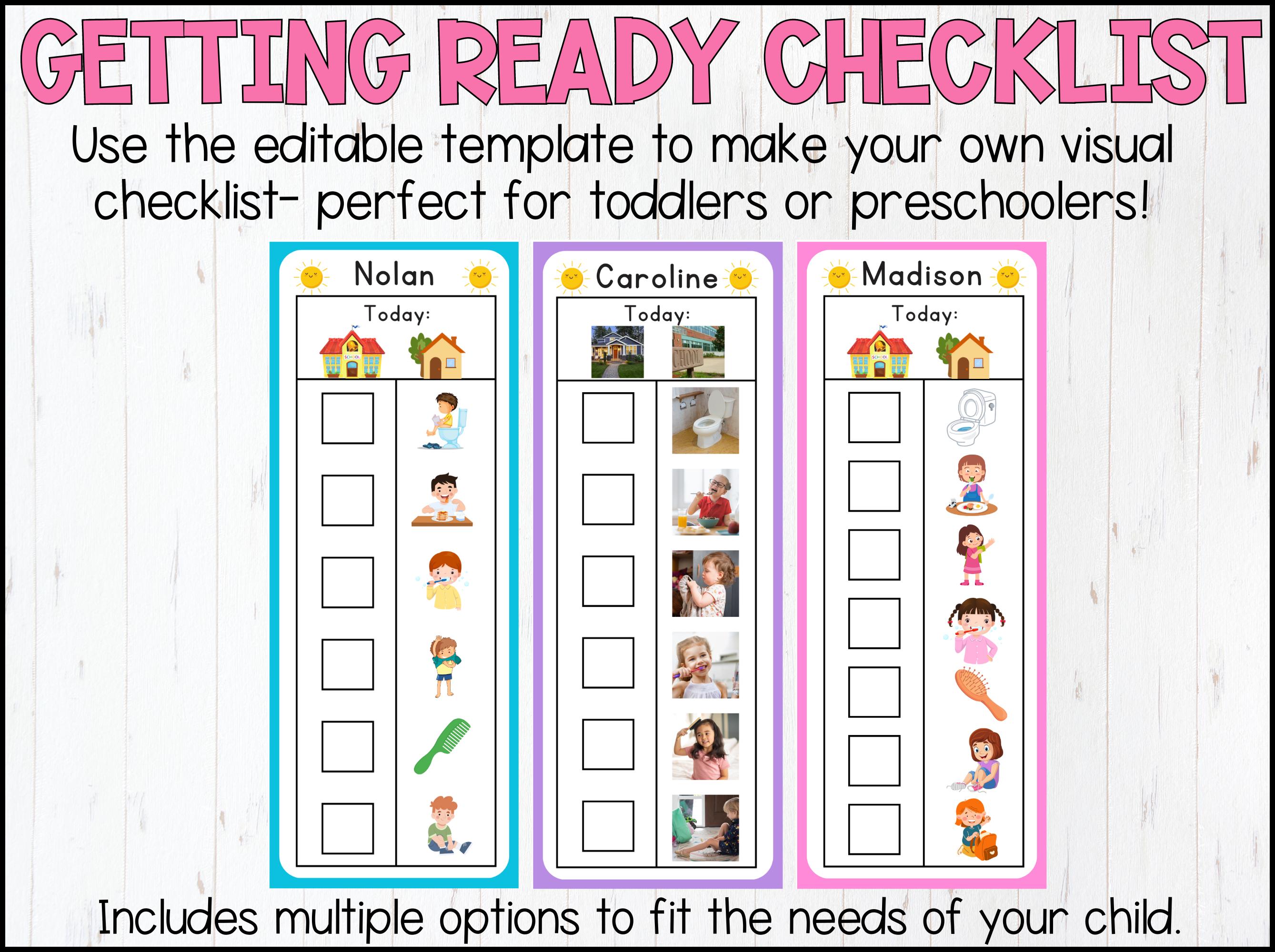 Editable Toddler Visual Checklist Canva Template | Preschool Getting ...
