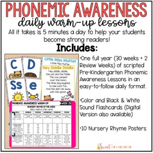 Pre-k Phonemic Awareness Lessons: Daily Warm-ups - Etsy