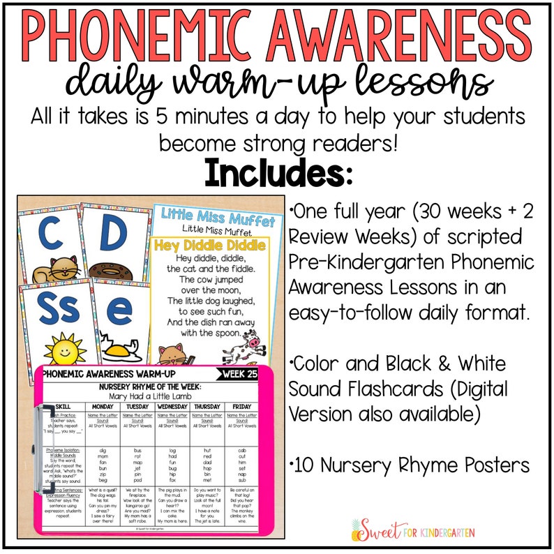 Pre-k Phonemic Awareness Lessons: Daily Warm-ups - Etsy