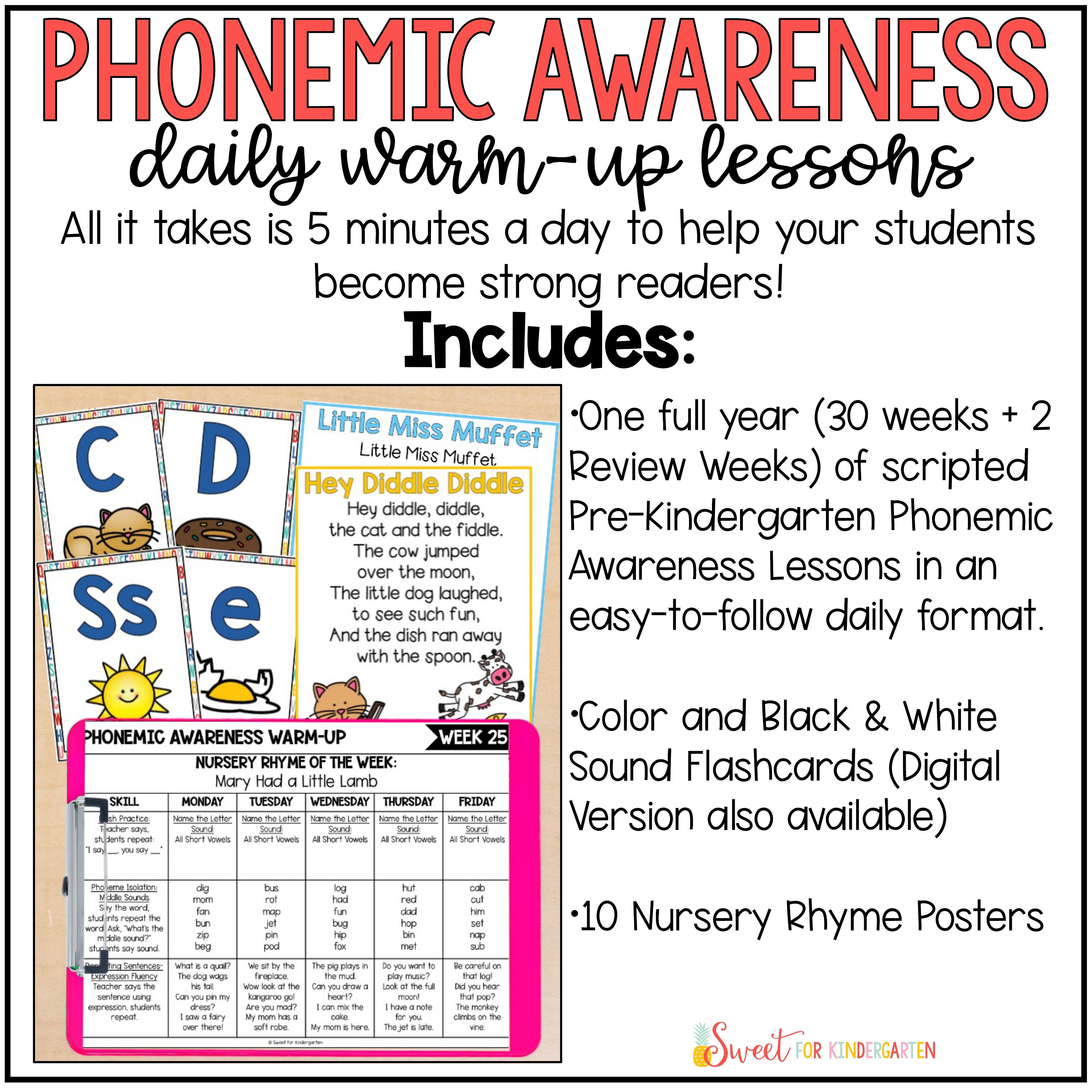 Pre-k Phonemic Awareness Lessons: Daily Warm-ups - Etsy