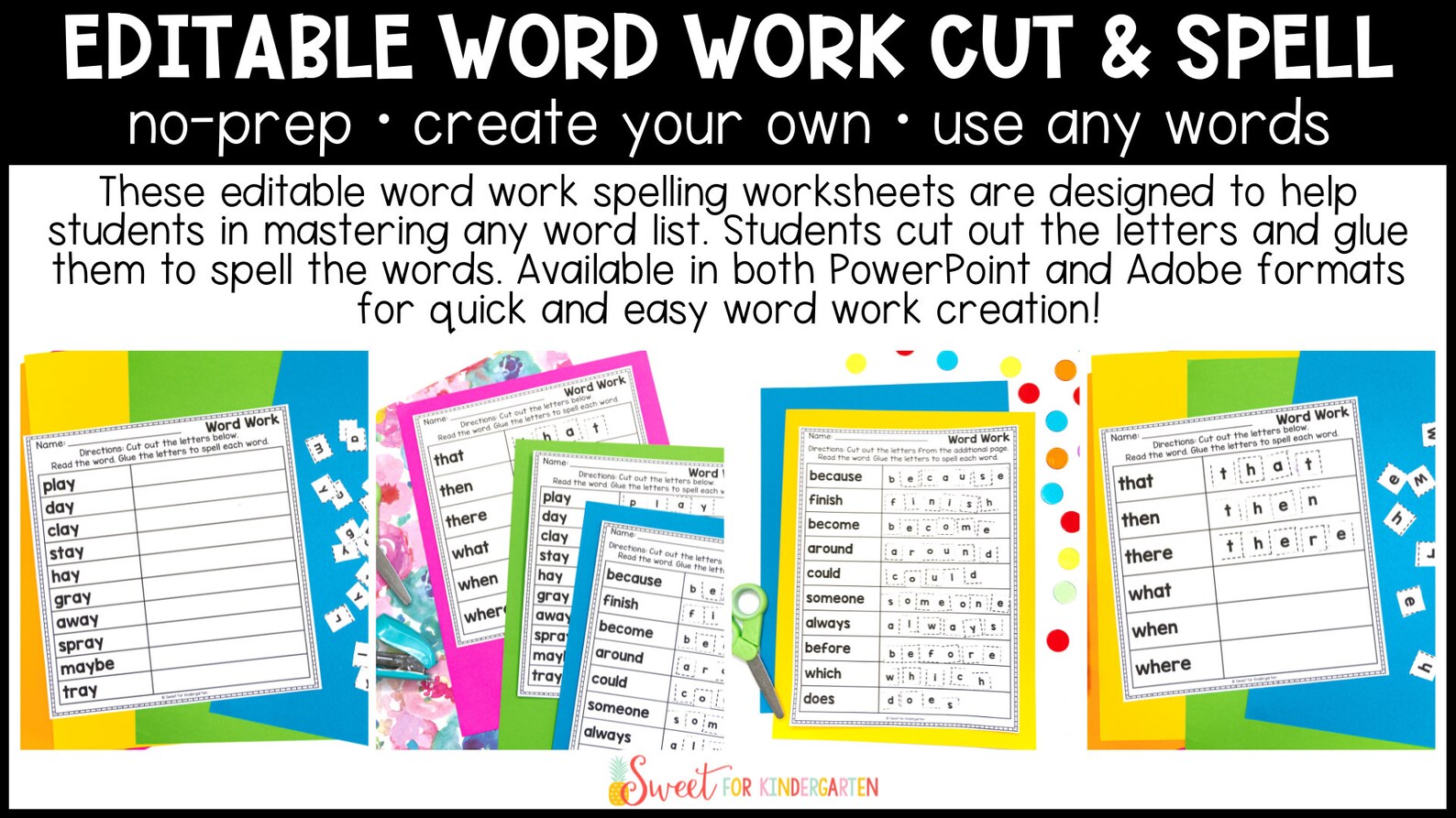 Editable Phonics Worksheets: Cut & Spell Word Work (digital Download ...