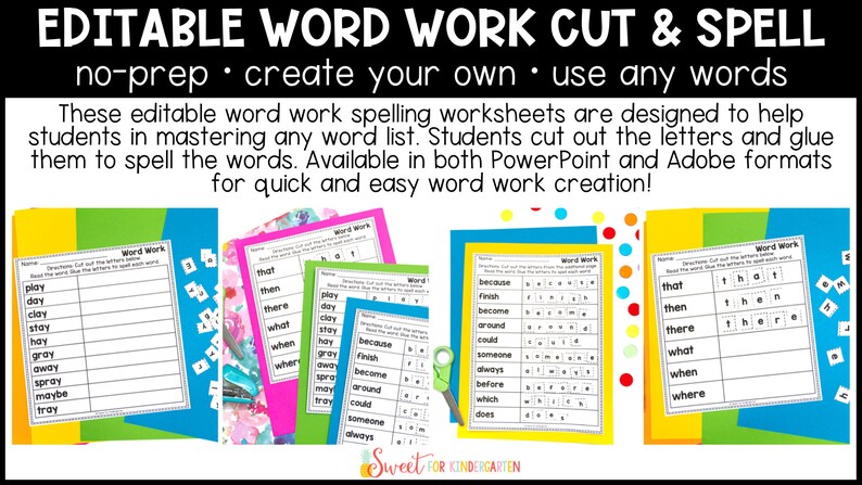 Editable Phonics Worksheets: Cut & Spell Word Work (digital Download ...