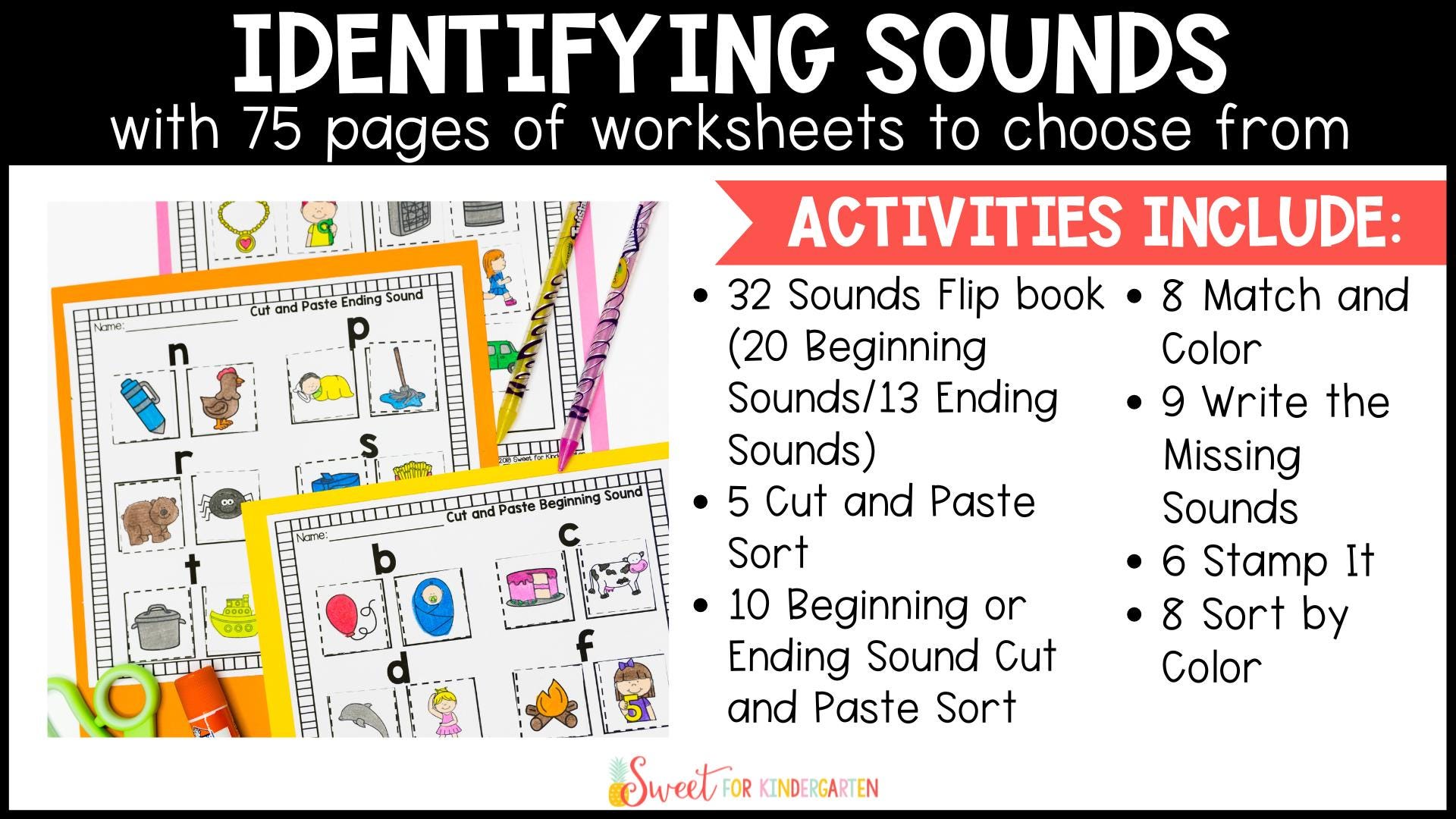 Beginning and Ending Sounds Worksheets for Pre-k or Kindergarten | No ...