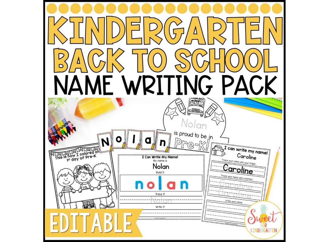 Editable Name Writing Practice Pack: First Day of School Activities ...