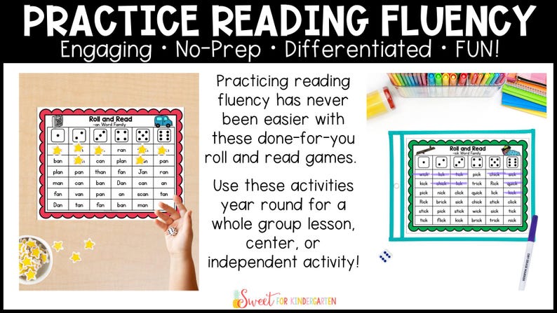 CVC Words Roll and Read Game: Short Vowel Phonics (digital Download) - Etsy