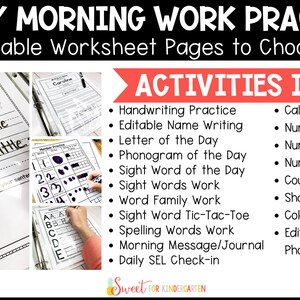 Kindergarten Morning Work Binder: Reusable Learning Activities (digital ...