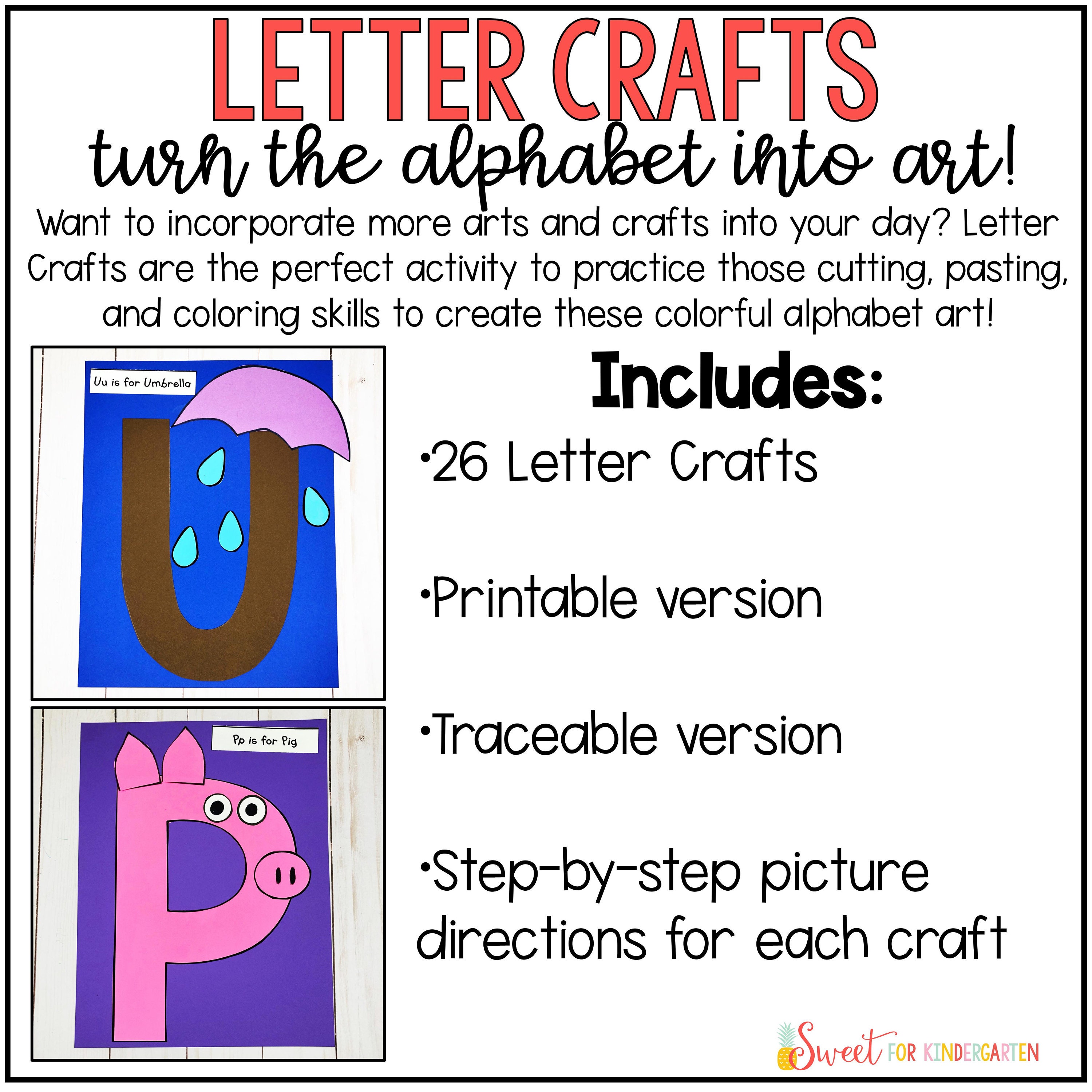 Letter Crafts: Early Literacy Alphabet Art - Pre-k & Kindergarten - Etsy