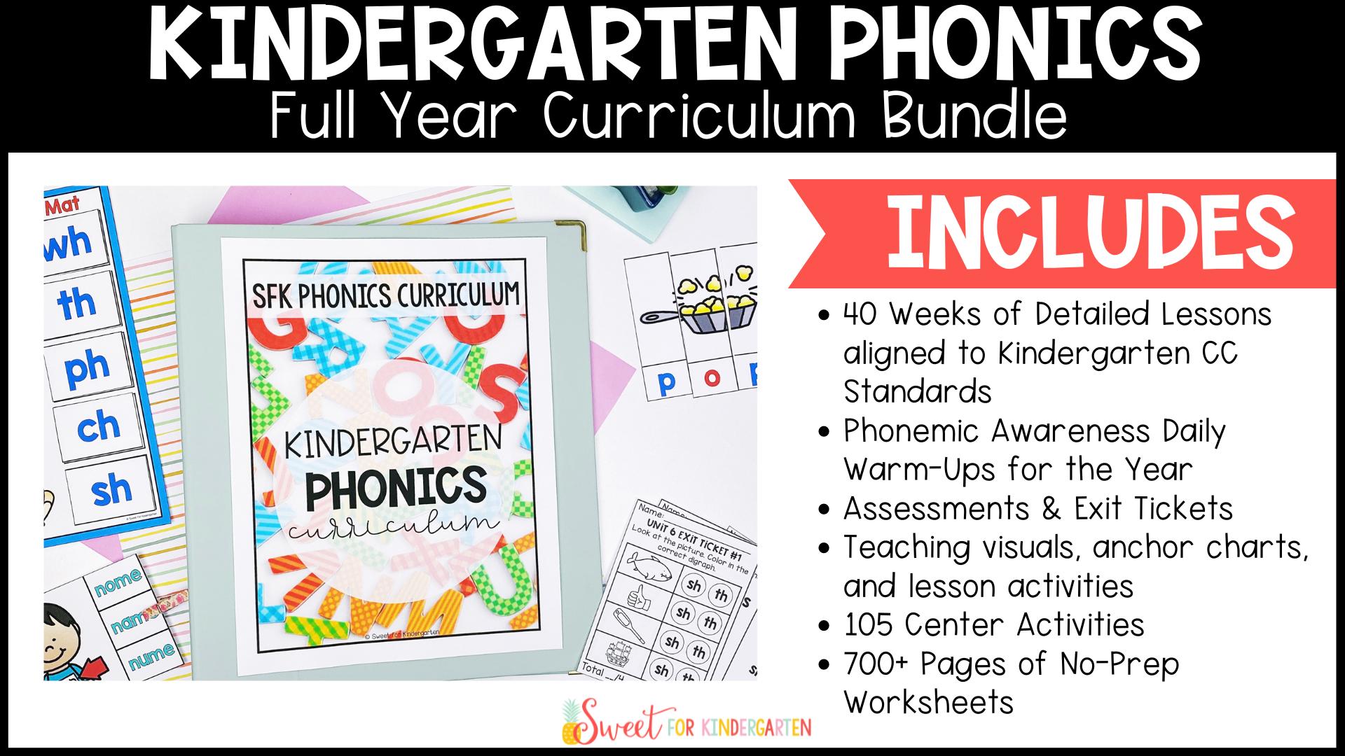 Complete Kindergarten Phonics Curriculum Lessons Activities Worksheets ...