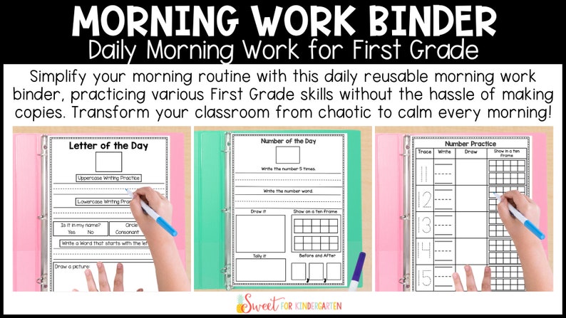 First Grade Morning Work Binder: Reusable Homeschool Activities - Etsy